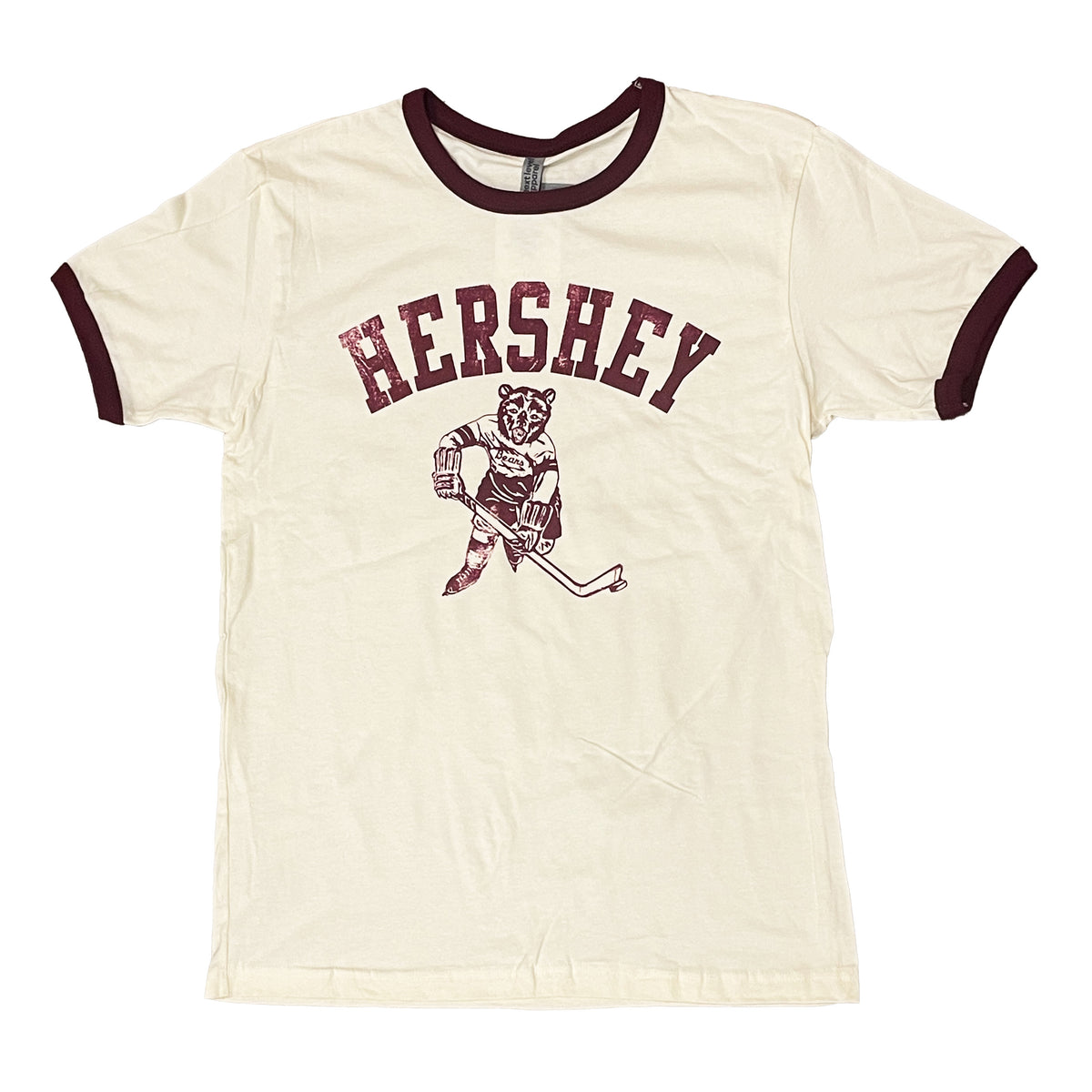 Hershey Bears Skating Bear Maroon Ringer T-Shirt
